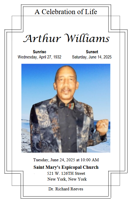 In Memory of Arthur Williams – St. Mary's Episcopal Church • Harlem